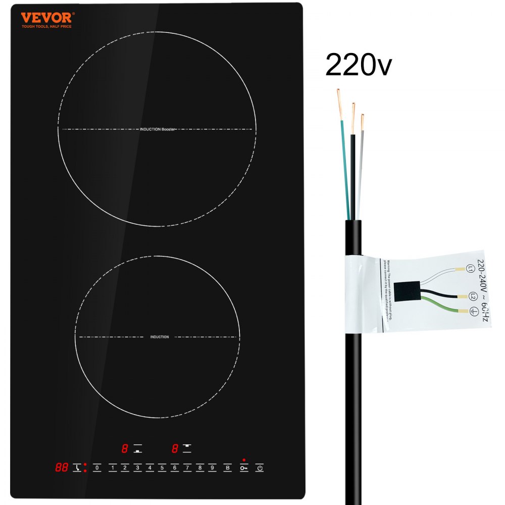 VEVOR Electric Cooktop, 2 Burners, 12'' Induction Stove Top, Built-in ...