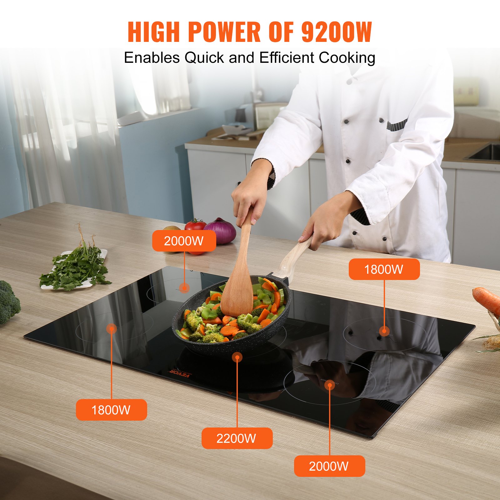 VEVOR Electric Cooktop, 5 Burners, 36'' Induction Stove Top, Built-in ...