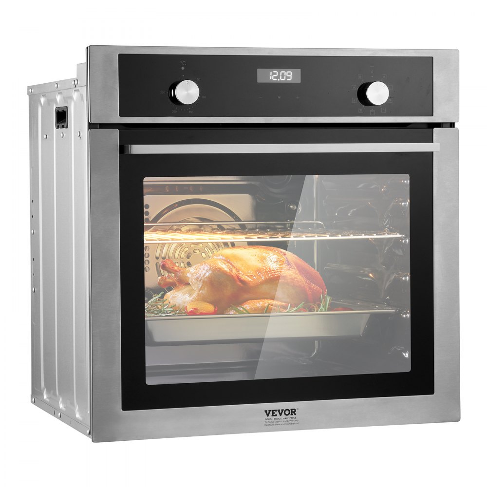 VEVOR Single Wall Oven 24" Electric Built-in Wall Oven 9 Functions 2.68 ...