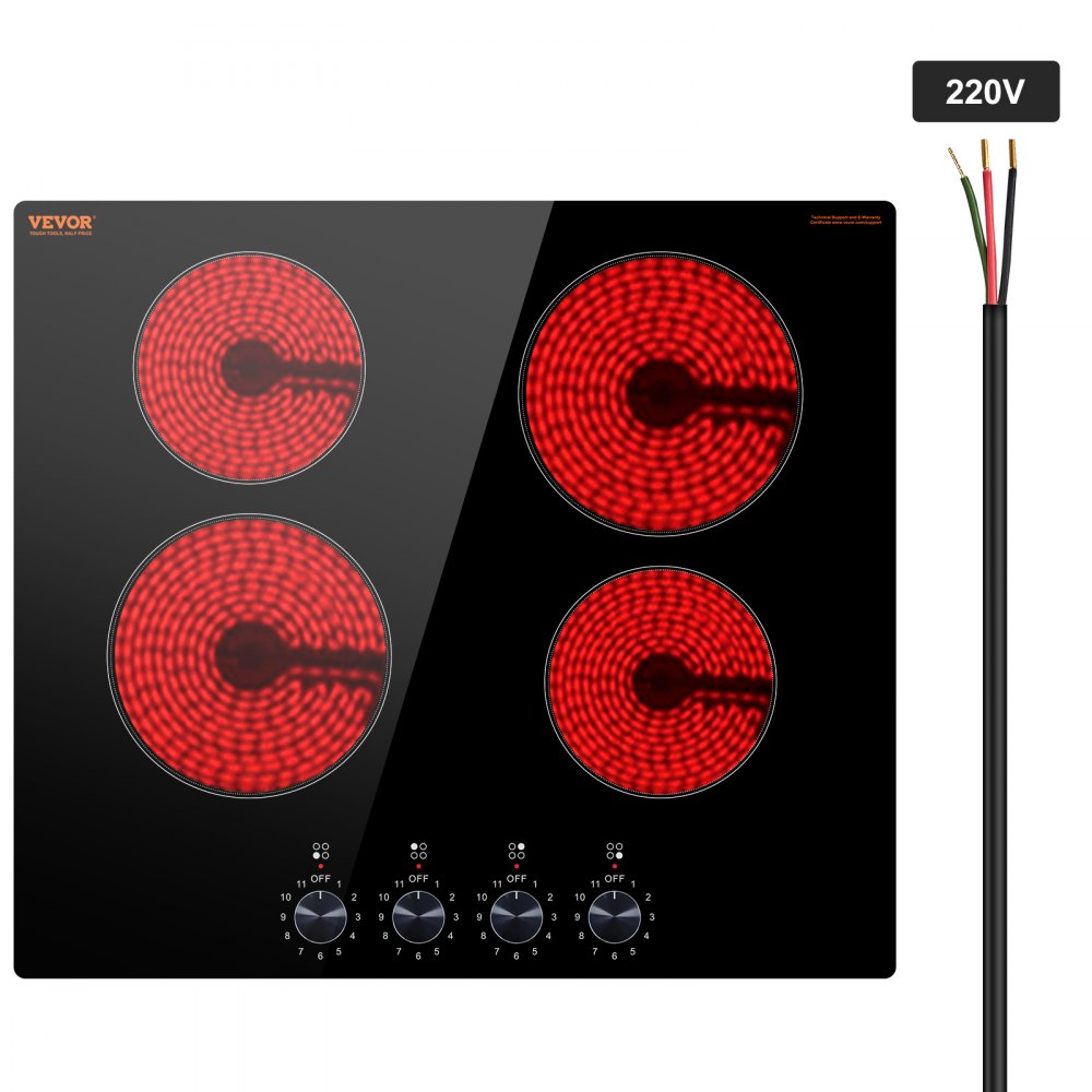 VEVOR Built-in Electric Cooktop Radiant Ceramic Cooktop 4 Burners 23 ...