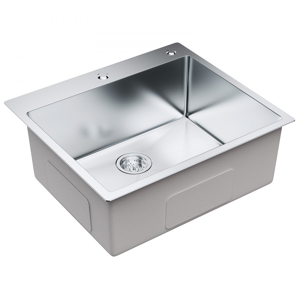 VEVOR Kitchen Sink, 304 Stainless Steel Drop-In Sinks, Top Mount Single ...
