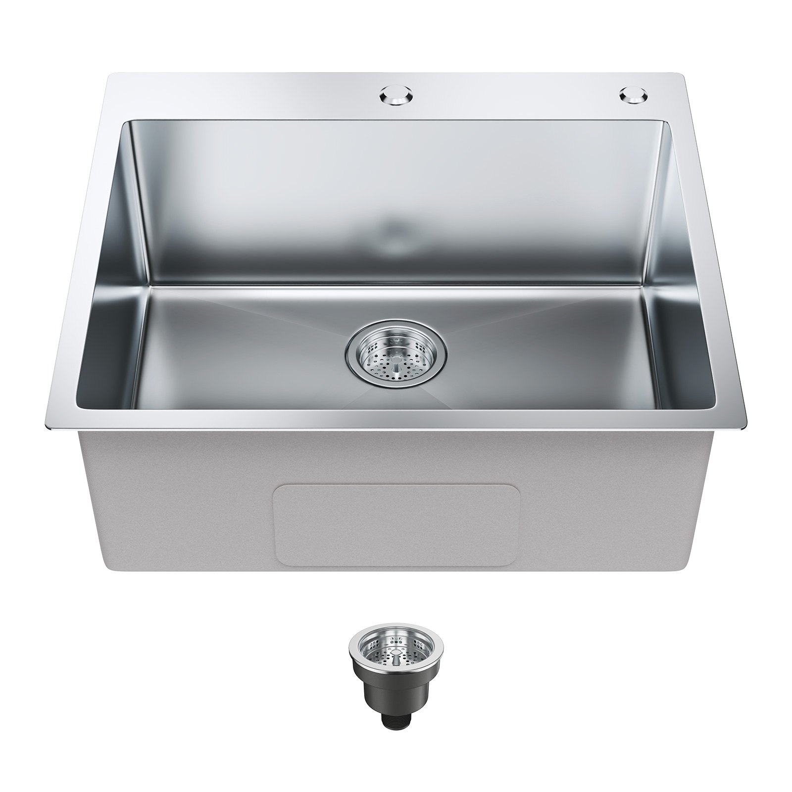 VEVOR Kitchen Sink, 304 Stainless Steel Drop-In Sinks, Top Mount Single ...