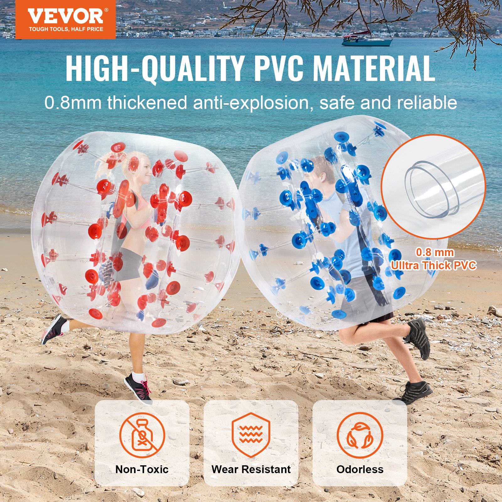 VEVOR Inflatable Bumper Balls 2-Pack, 4FT/1.2M Body Sumo Zorb Balls for ...