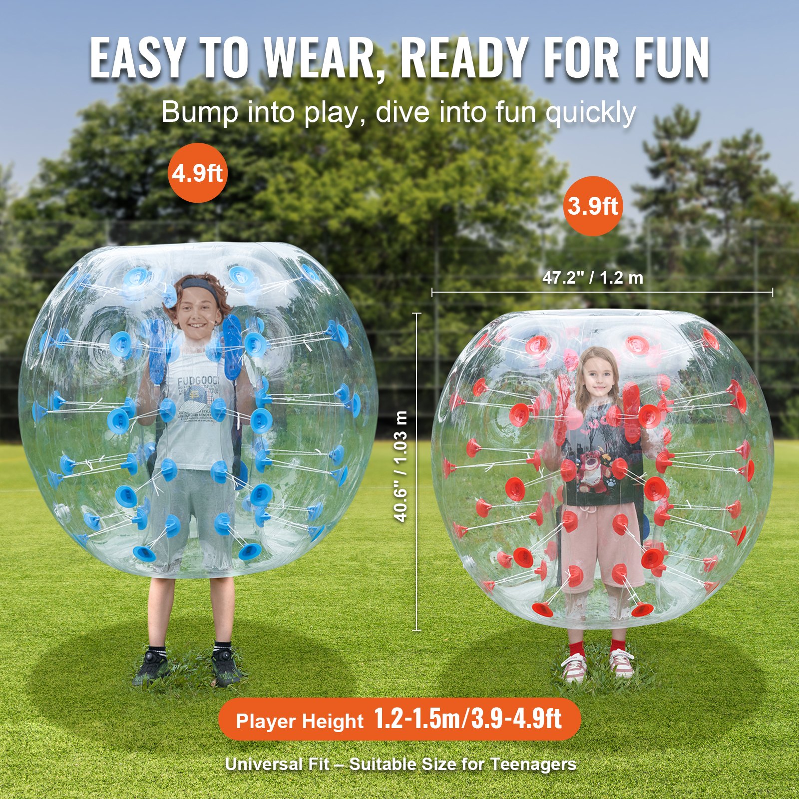 VEVOR Inflatable Bumper Balls 2-Pack, 4FT/1.2M Body Sumo Zorb Balls for ...