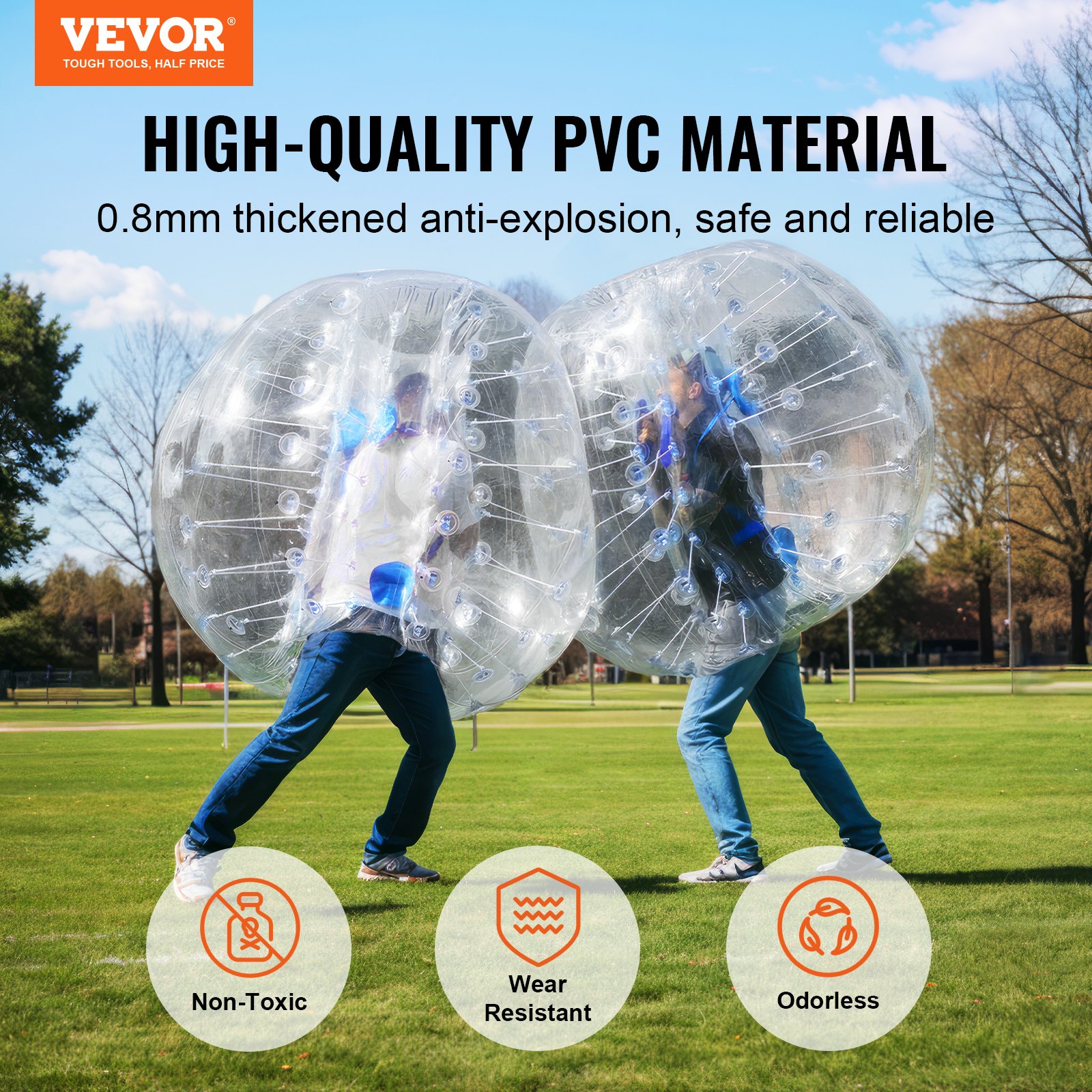 VEVOR Inflatable Bumper Balls 2-Pack, 4FT/1.2M Body Sumo Zorb Balls for ...