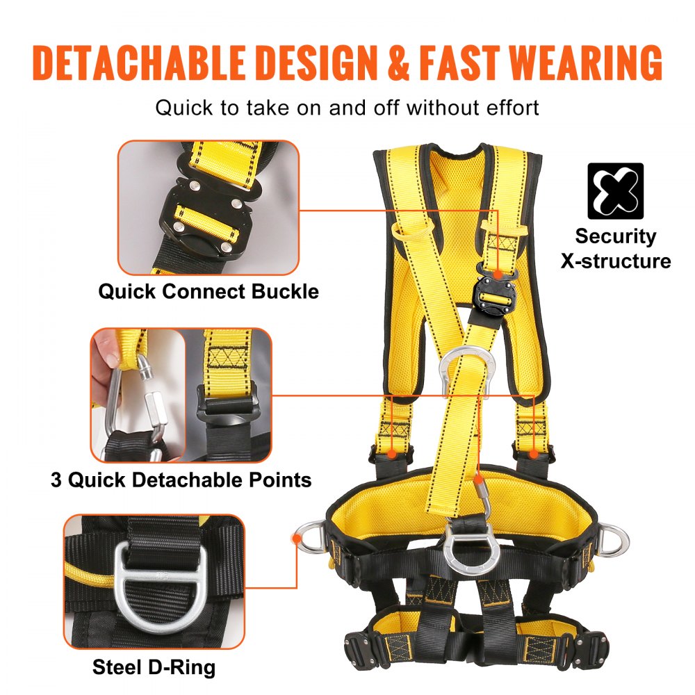 VEVOR Safety Harness, Universal Full Body Harness, Detachable Safety ...