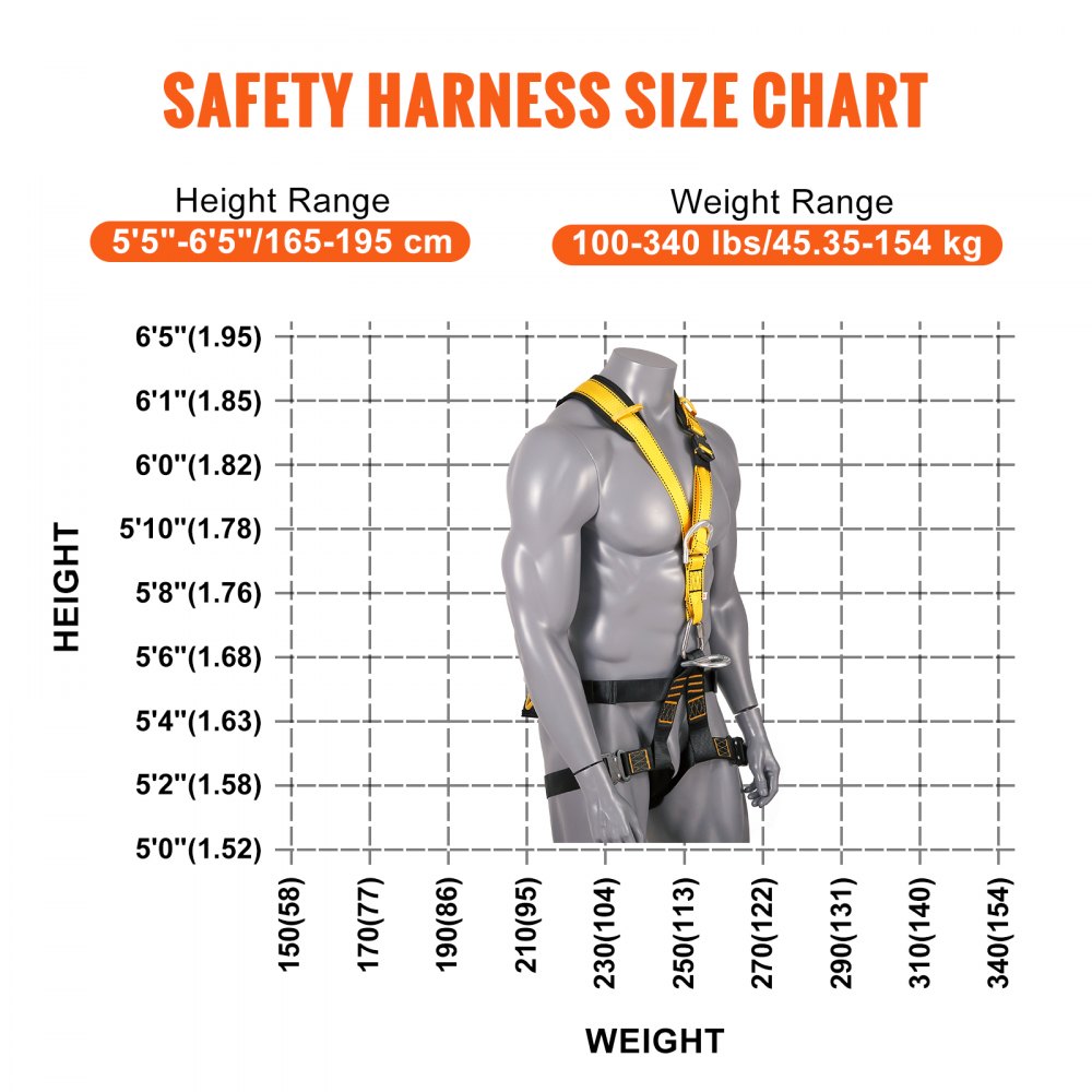 VEVOR Safety Harness, Universal Full Body Harness, Detachable Safety ...