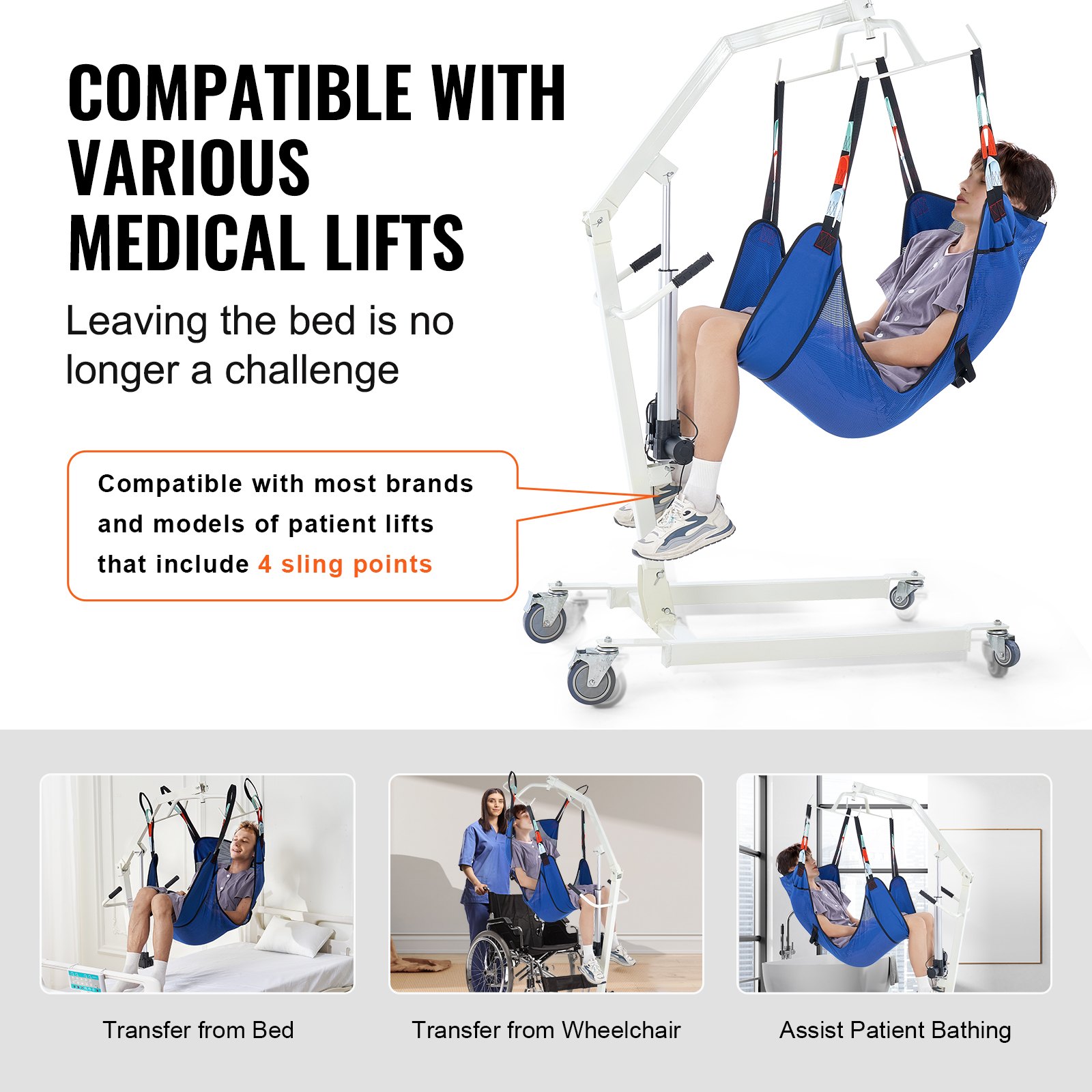 VEVOR Universal Full Body Patient Lift Sling Patient Lift Medical Aid ...