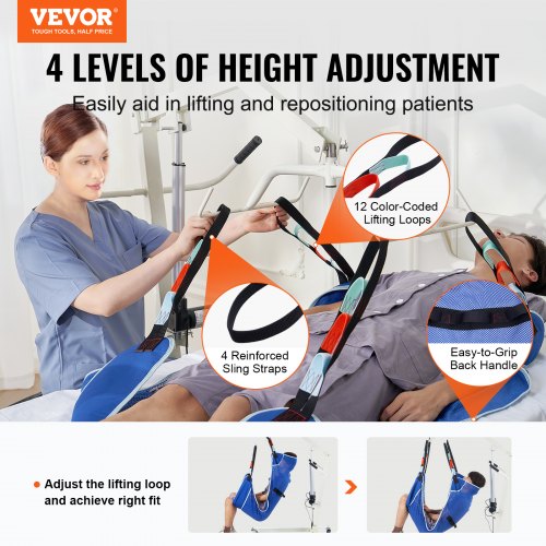 VEVOR Universal Full Body Patient Lift Sling Large Transfer Sling 500LB ...