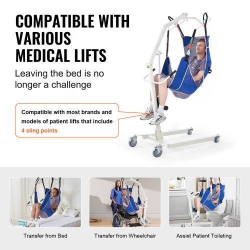 VEVOR Full Body Patient Lift Sling & Commode Opening, Patient Lift ...