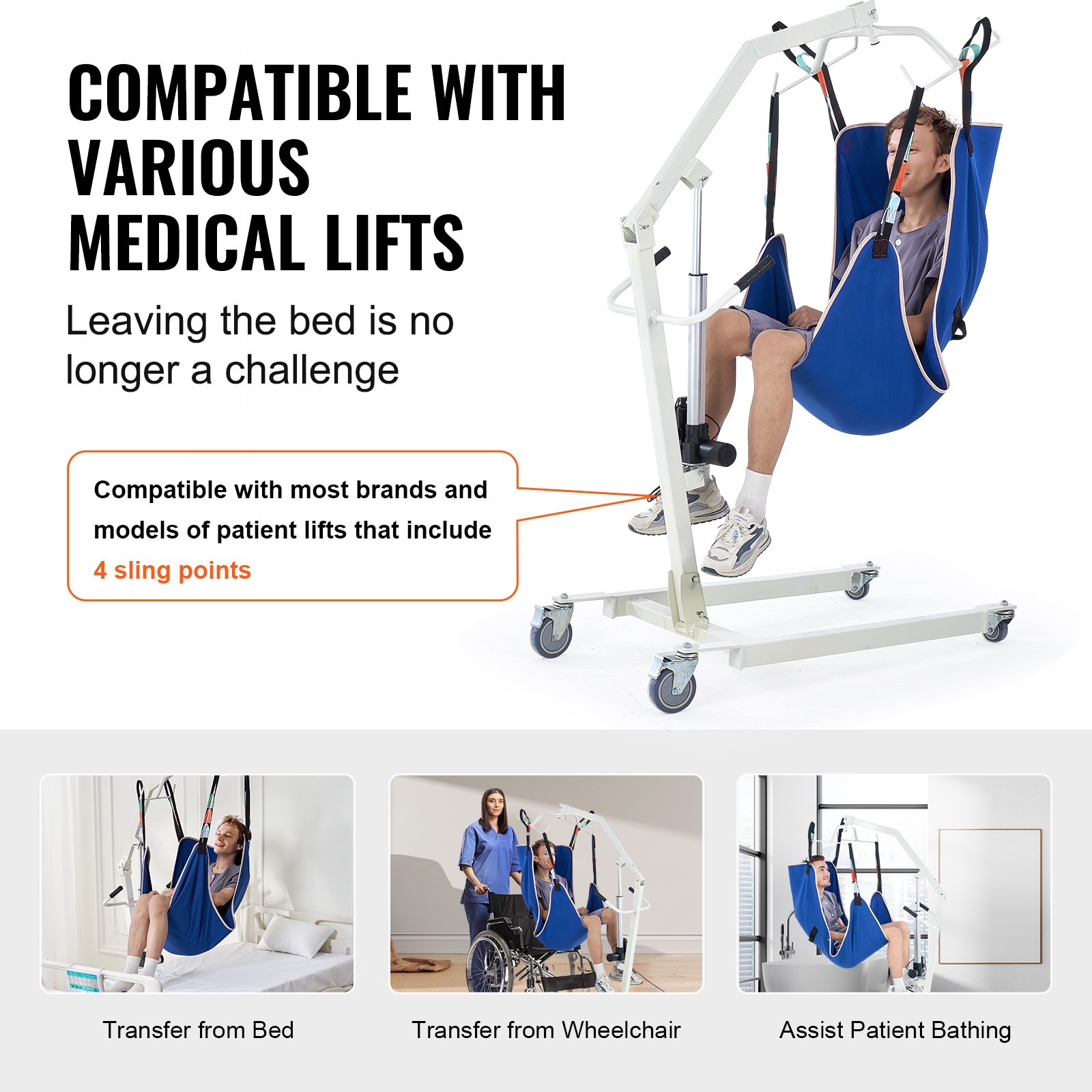 VEVOR Universal Full Body Patient Lift Sling M-Size Patient Lift ...