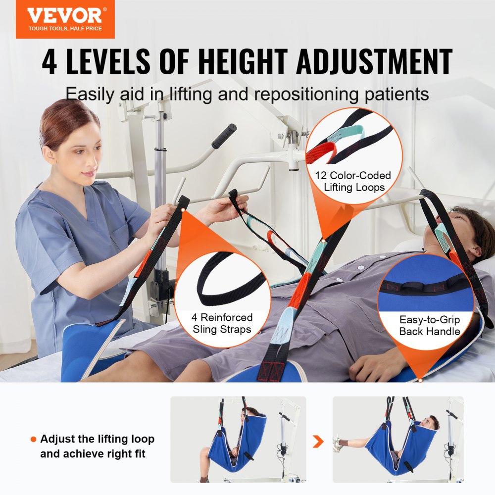 VEVOR Universal Full Body Patient Lift Sling XL-Size Patient Lift ...