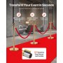VEVOR Stanchion Post, 8 Pcs Crowd Control Barrier Set with Red Carpet ...