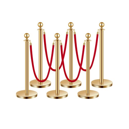 VEVOR Stanchions and Velvet Ropes 6Pcs, Hollow Base with Stainless ...