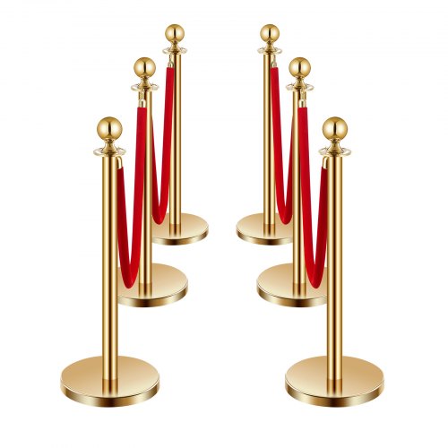 VEVOR Stanchions and Velvet Ropes 6Pcs, Hollow Base with Stainless ...