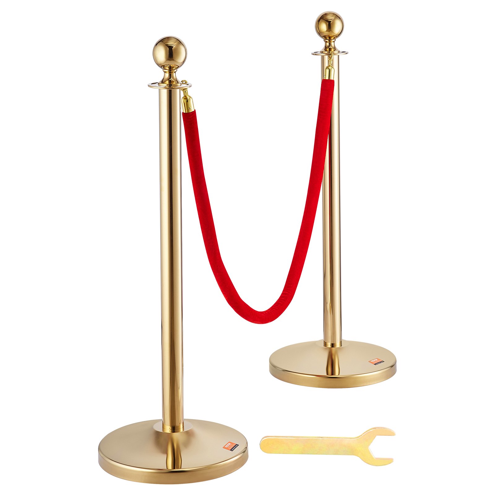 VEVOR Stanchion Post with Velvet Rope, 6-Pack Crowd Control Stanchion ...