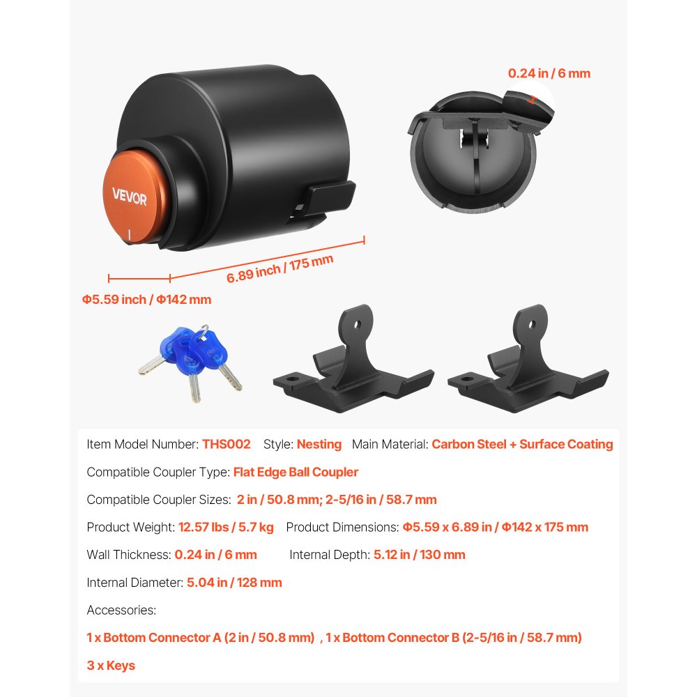VEVOR Trailer Coupler Lock — Heavy-Duty Anti-Theft Hitch