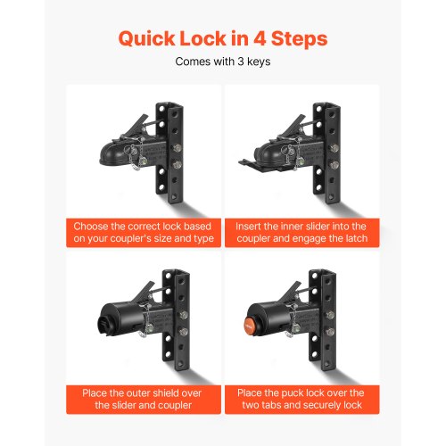 VEVOR Trailer Coupler Lock Fits 2-5/16-Inch Couplers Heavy Duty Trailer ...