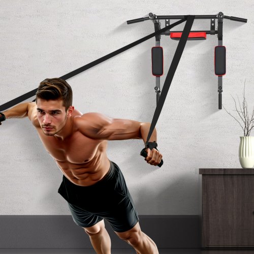 Multifunctional Pull Up Bar Wall Mounted Chin Up Bar Dip Station Heavy ...