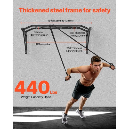 Pull Up Bar Multi-Grip Wall Mounted Chin Up Bars Heavy Duty Home Gym ...