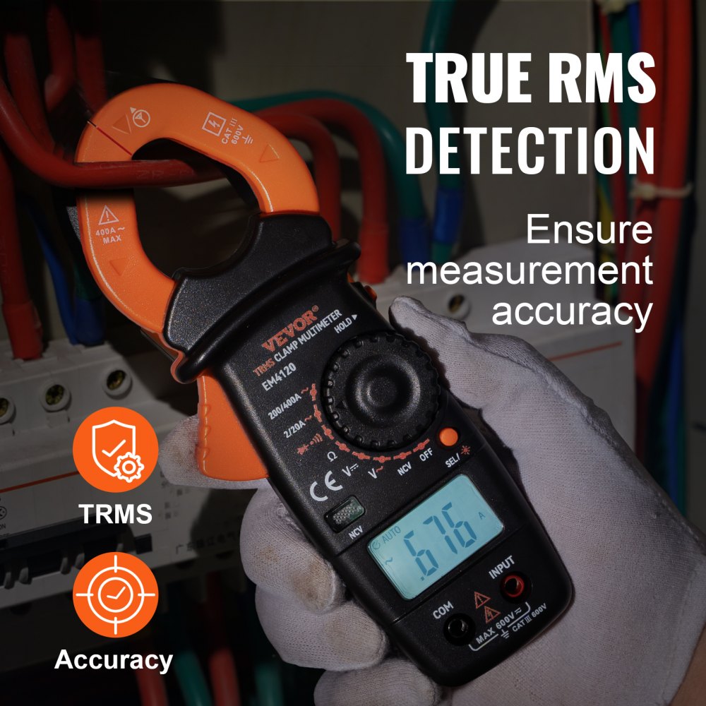 VEVOR Digital Clamp Meter T-RMS, 2000 Counts, 400A Clamp Multimeter ...