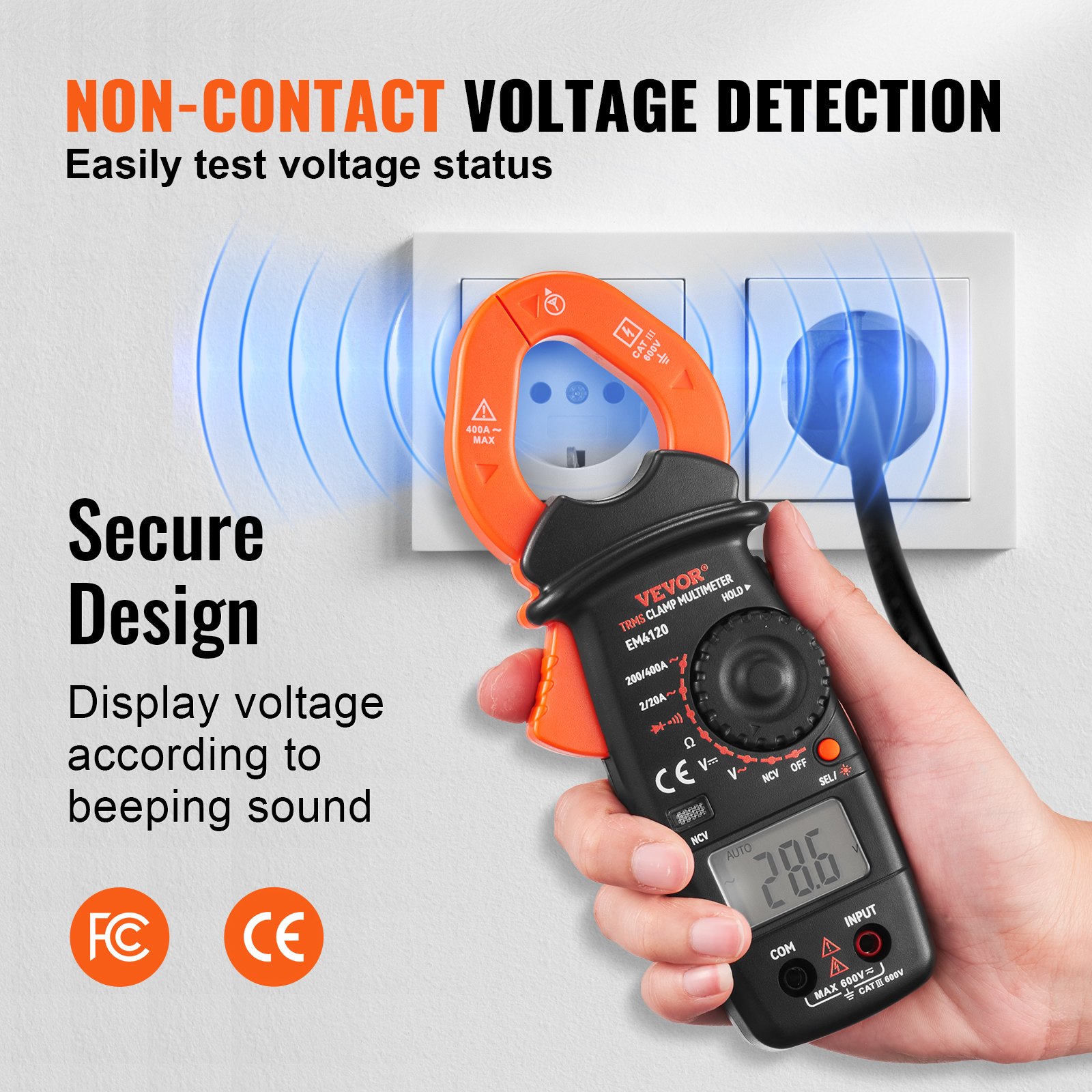VEVOR Digital Clamp Meter Multimeter True RMS AC DC Volt Amp NCV ...