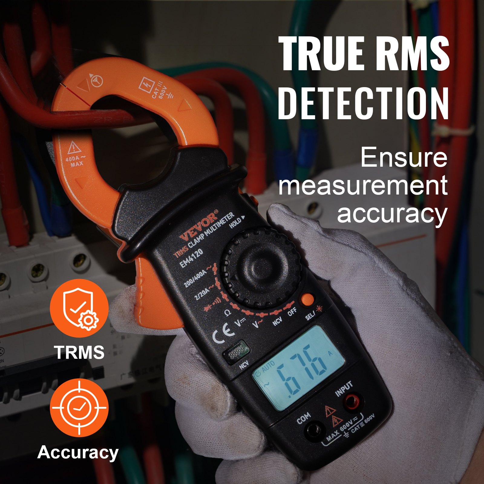 VEVOR Digital Clamp Meter Multimeter True RMS AC DC Volt Amp NCV ...