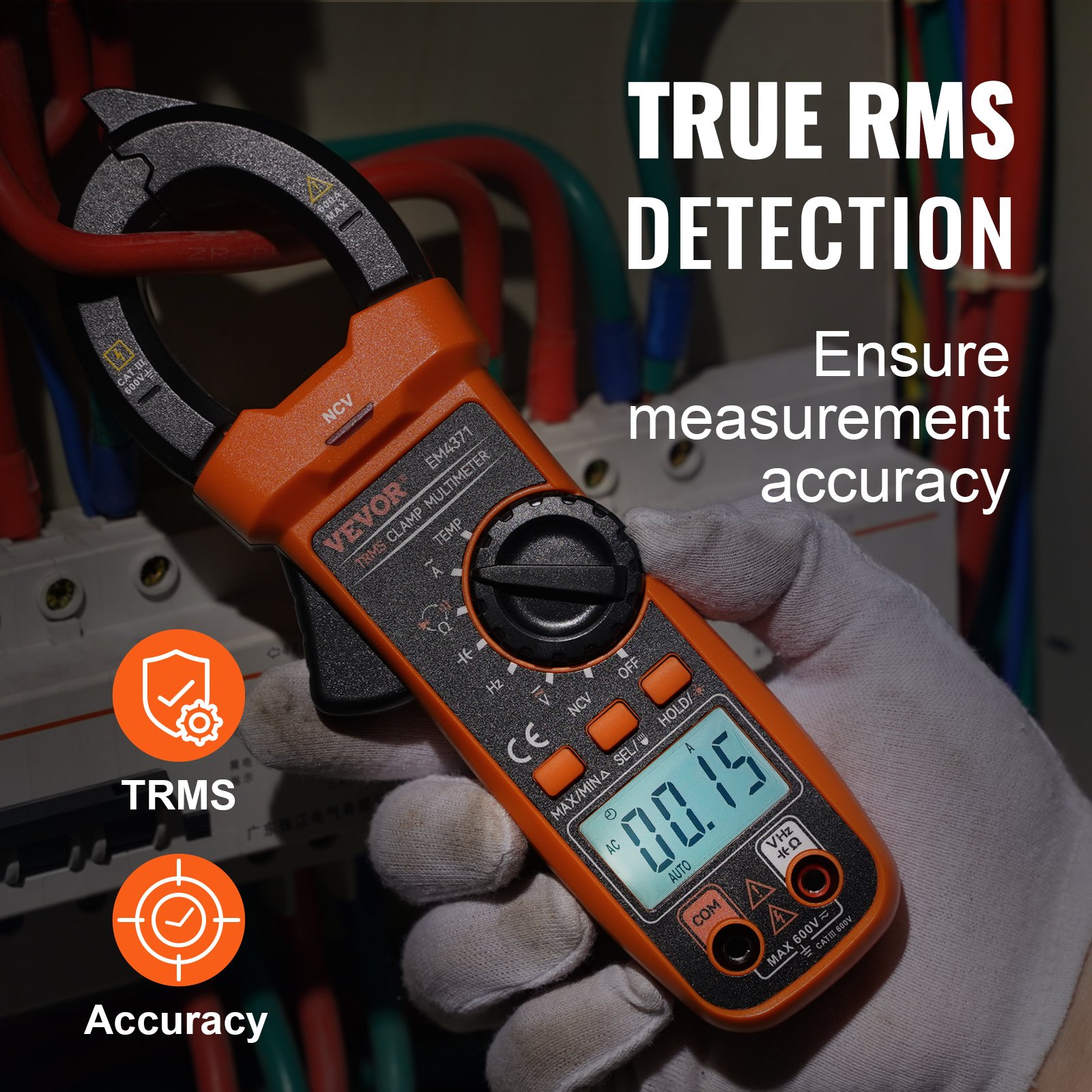 VEVOR Digital Clamp Meter T-RMS, 4000 Counts, 600A Clamp Multimeter ...