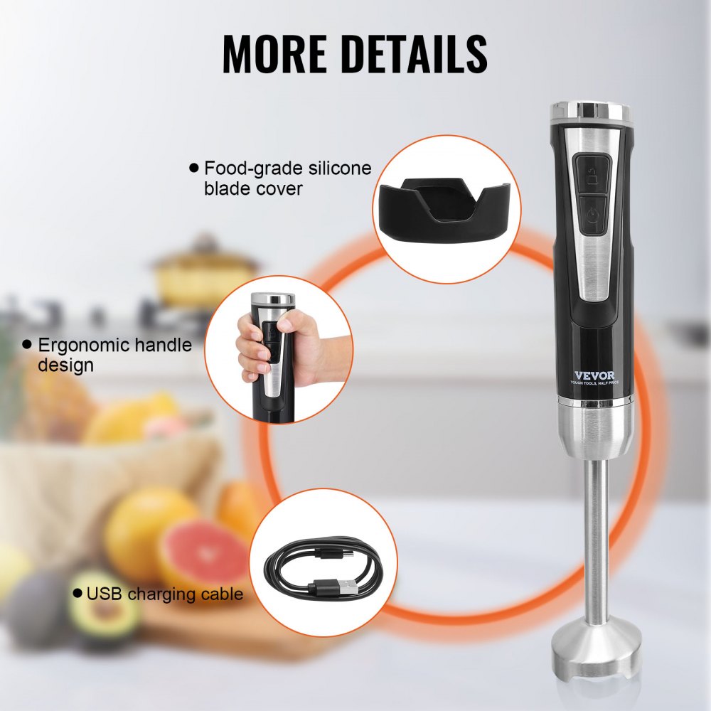 VEVOR Commercial Immersion Blender, 200 Watt 8-Speed Heavy Duty ...