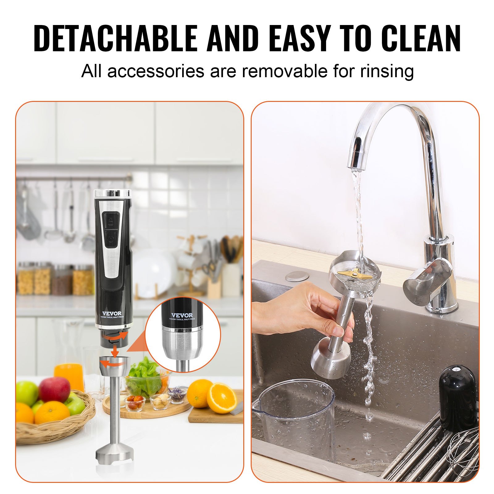 VEVOR Commercial Immersion Blender, 200 Watt 8-Speed Heavy Duty ...