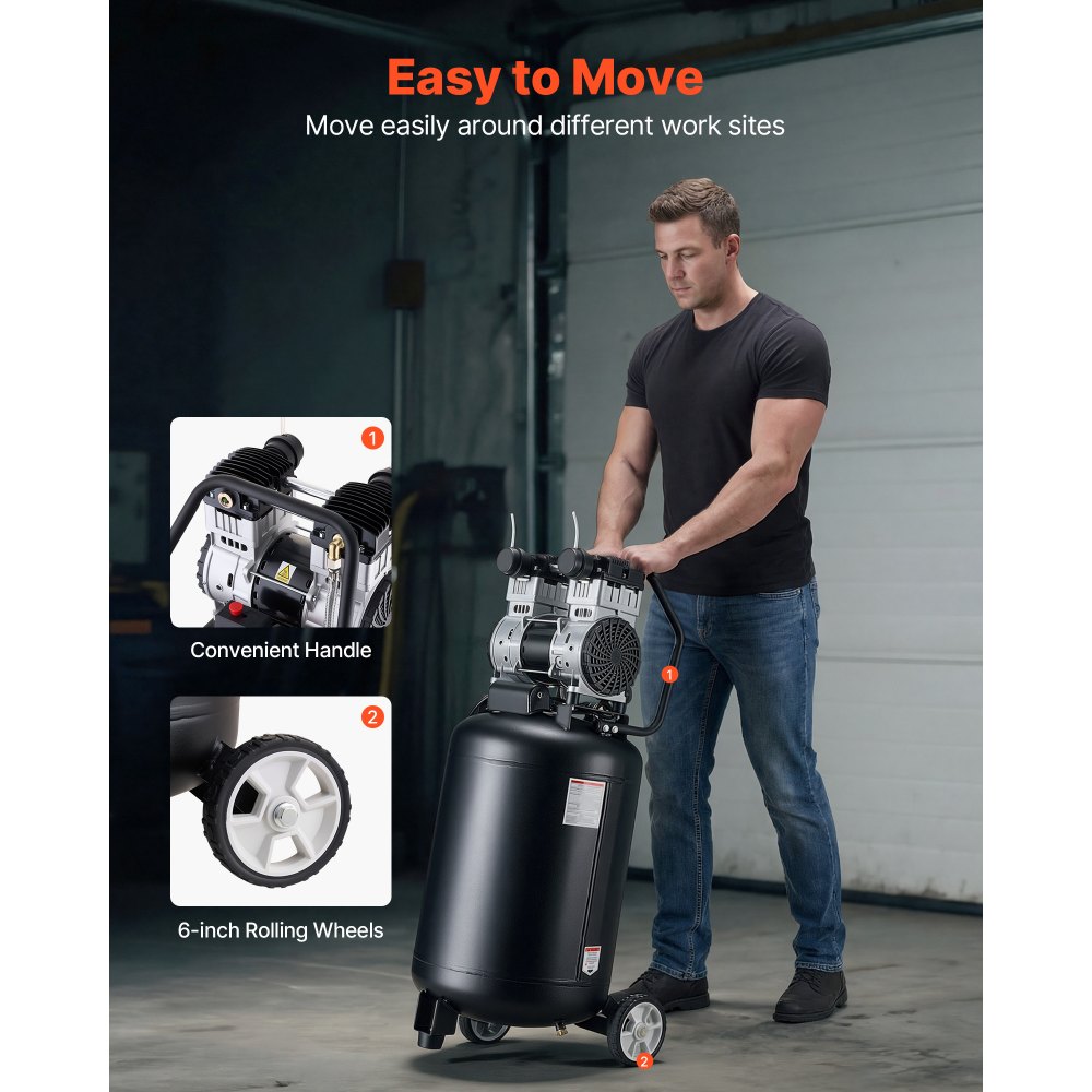 VEVOR 20-Gallon Air Compressor, 2HP 4.5 SCFM at 90PSI, Max 125PSI ...