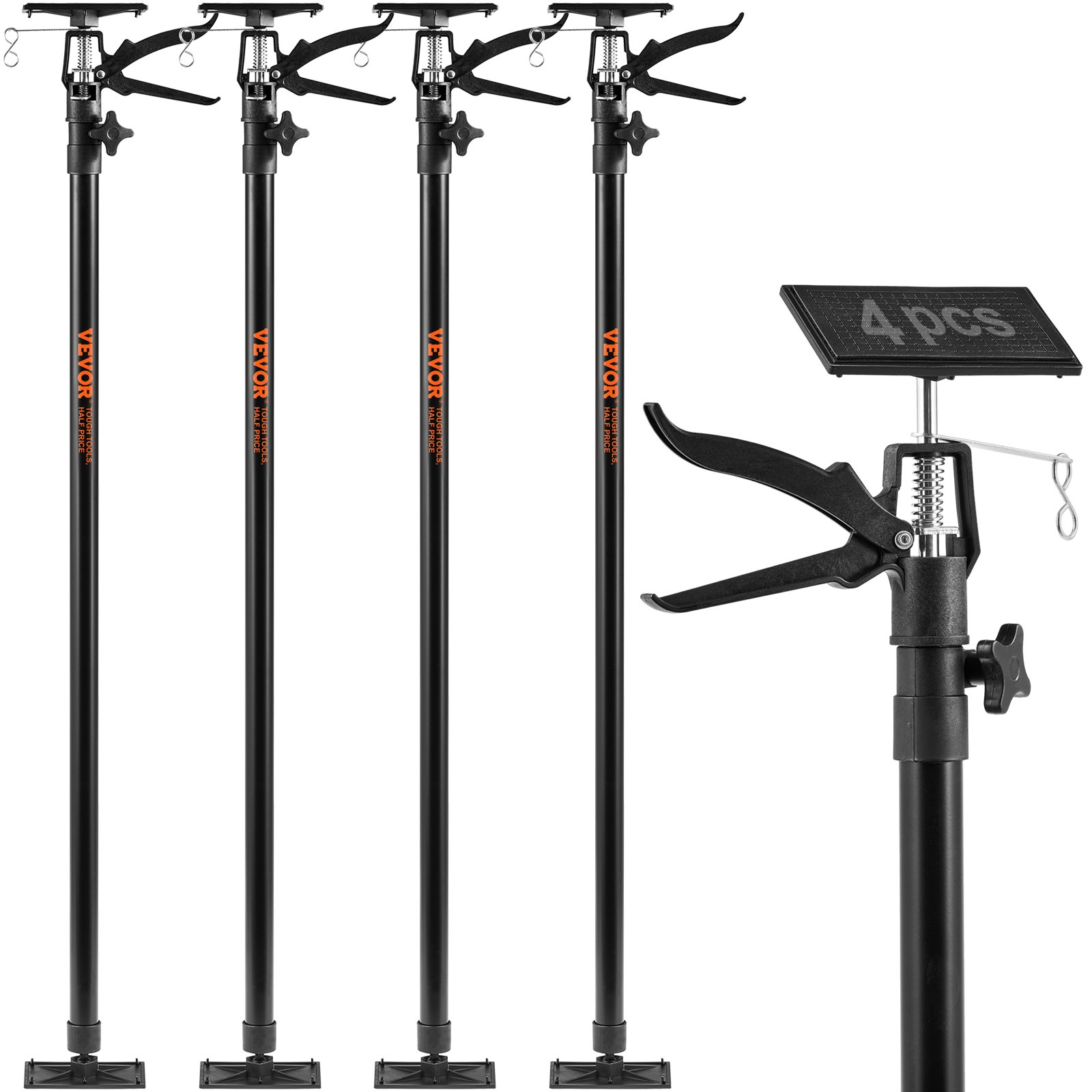 VEVOR Adjustable Support Pole, 4 Pcs 66 lbs Capacity 3rd Hand Support ...