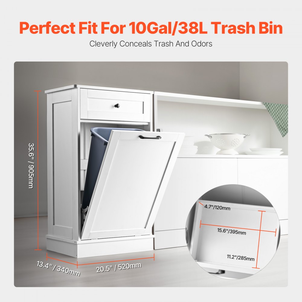 Tilt Out Trash Bin Cabinet Freestanding Kitchen Garbage Holder with ...
