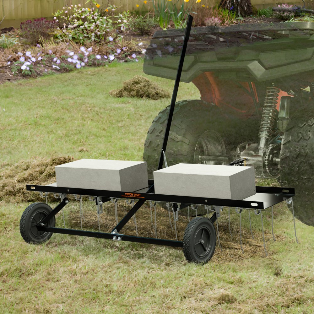 VEVOR Tow Behind Dethatcher, 1219mm Tow Dethatcher with 24 Spring Steel ...