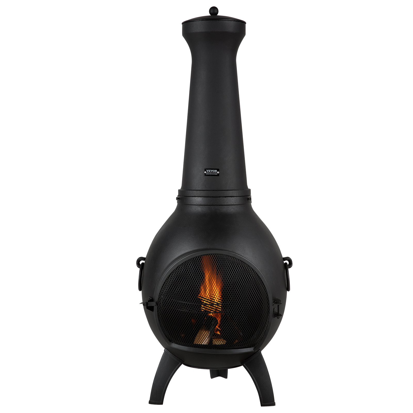 VEVOR Chiminea, 18 Inch Outdoor Wood Burning Firepit, Spherical ...