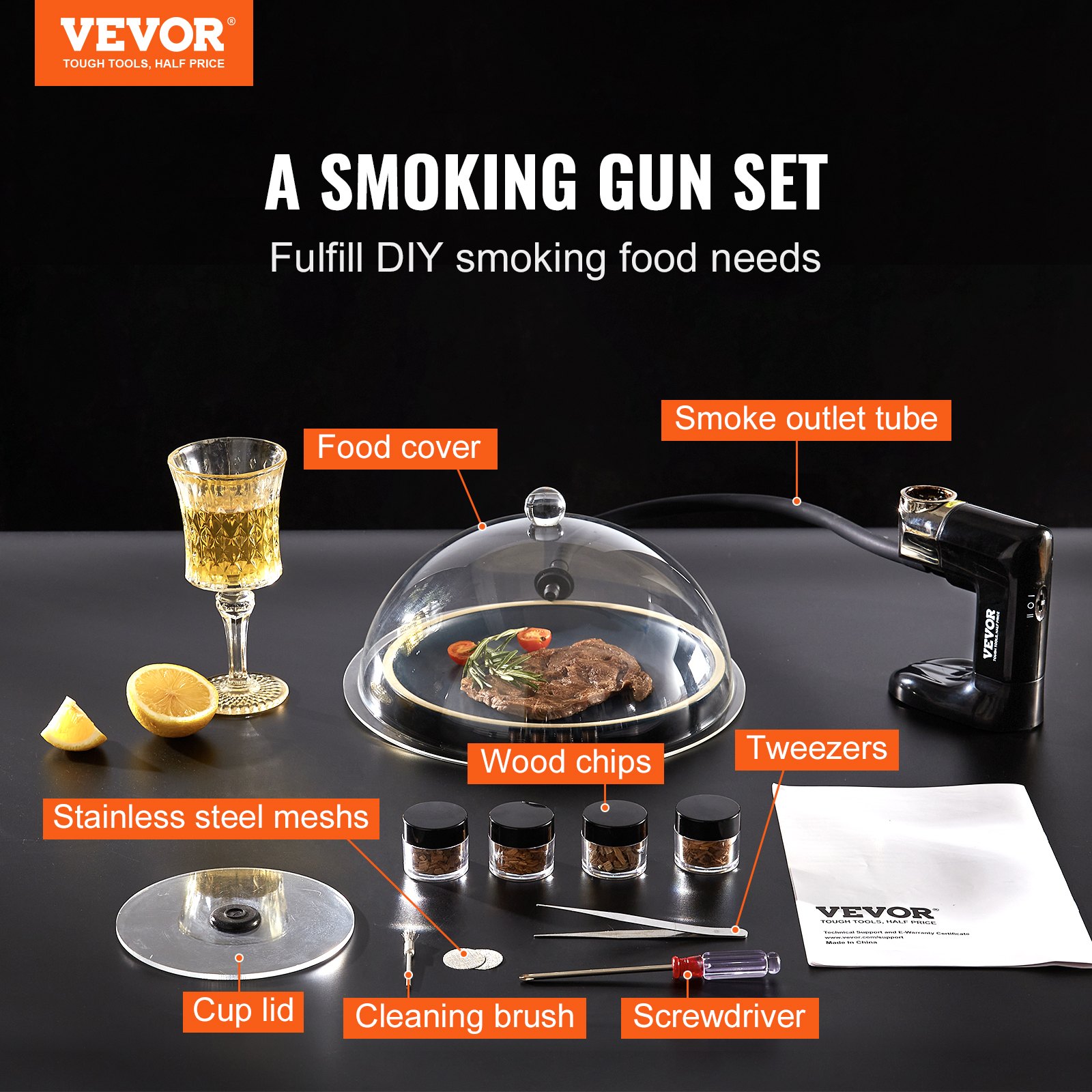 VEVOR Smoking Gun Kit, Old Fashioned Wood Smoke Infuser, Cocktail ...