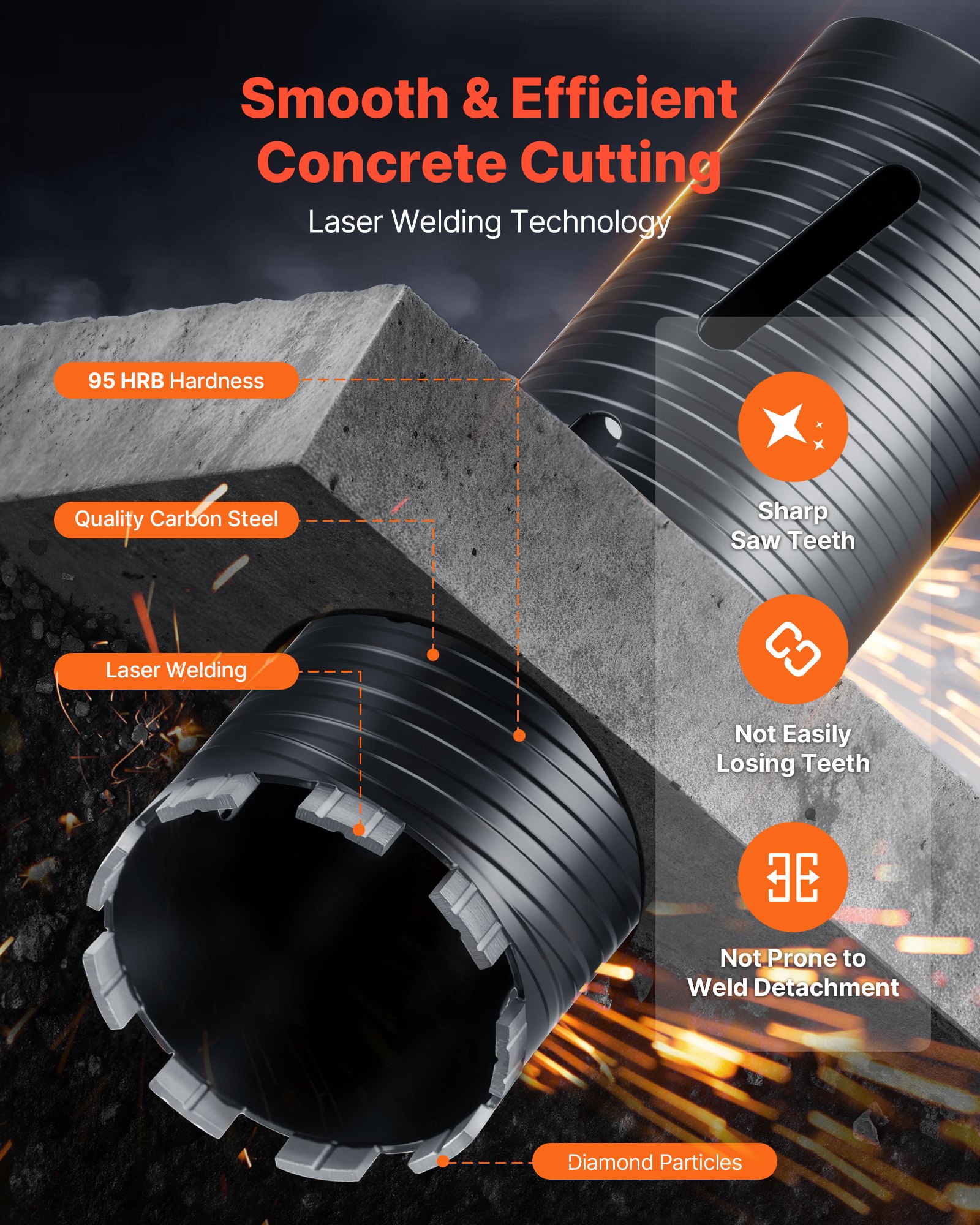 VEVOR Diamond Core Drill Bit for Concrete – 9-1/2 Inch