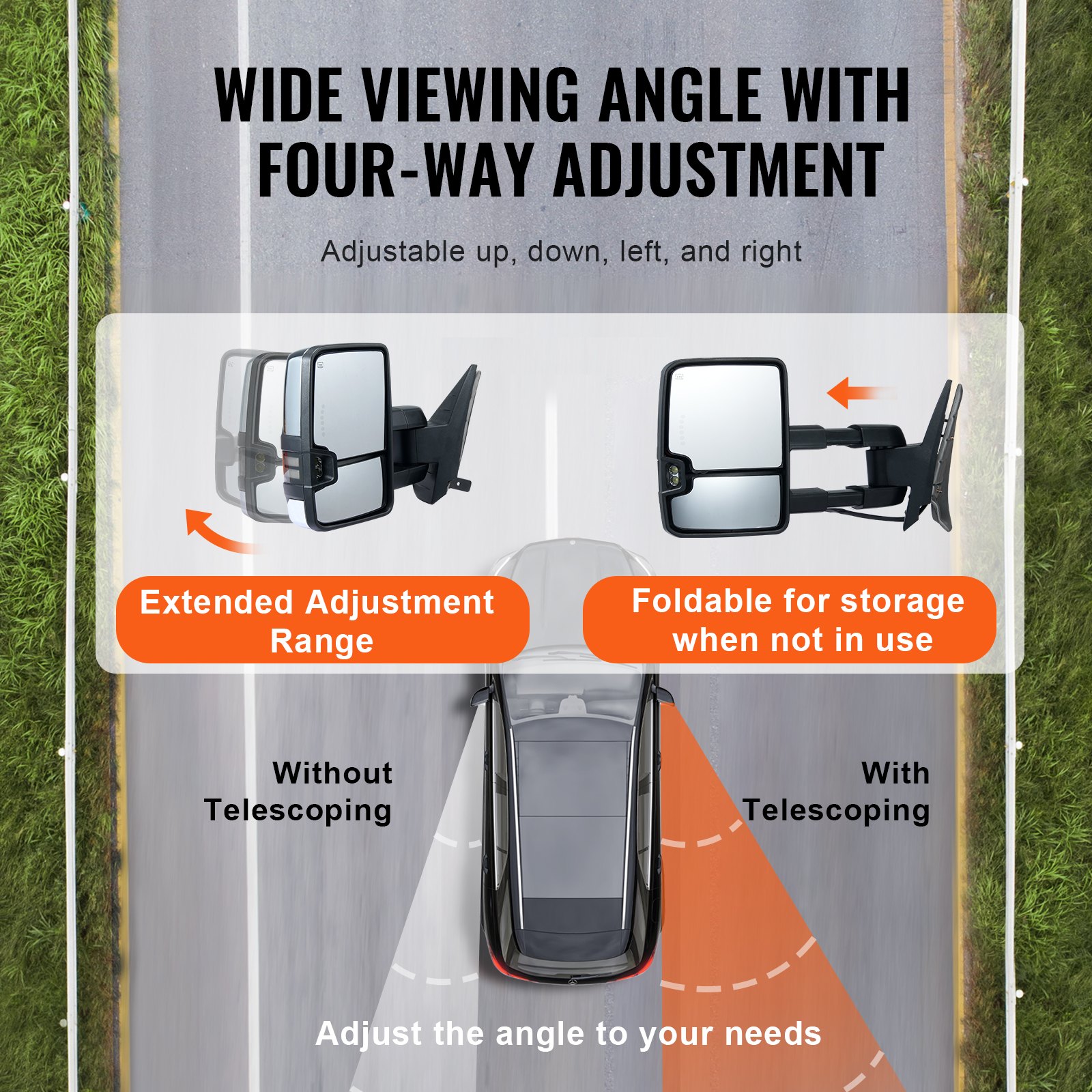 VEVOR Towing Mirrors, Left & Right Pair Set for Chevrolet Silverado ...
