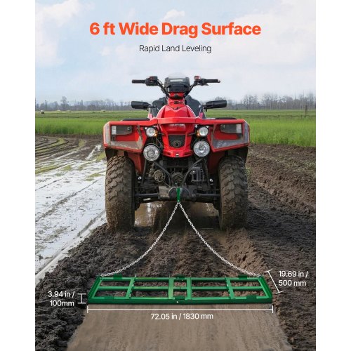 Drag Harrow 6 ft Heavy Duty Tow Behind Drag Harrow Driveway Grader Rake ...