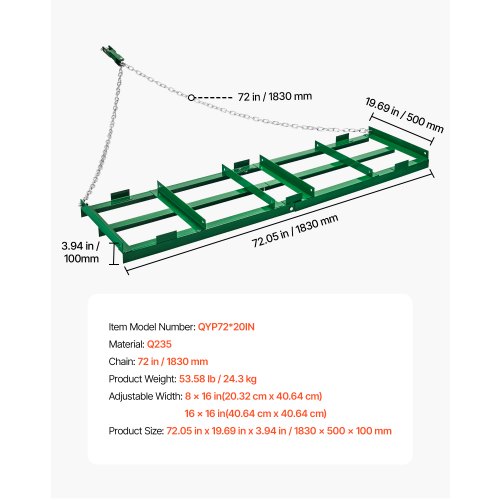 VEVOR Drag Harrow 6 ft Heavy Duty Tow Behind Drag Harrow Driveway ...