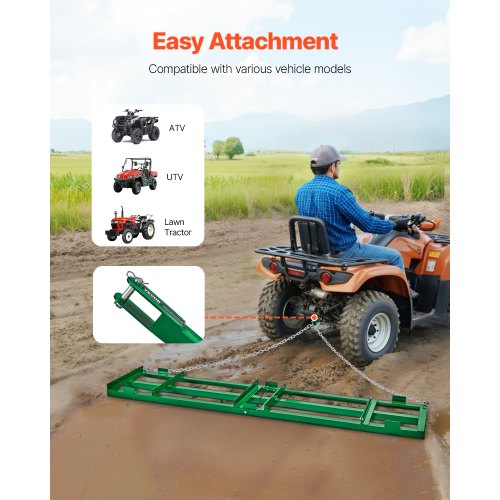 Drag Harrow 8 ft Heavy Duty Tow Behind Drag Harrow Driveway Grader Rake ...