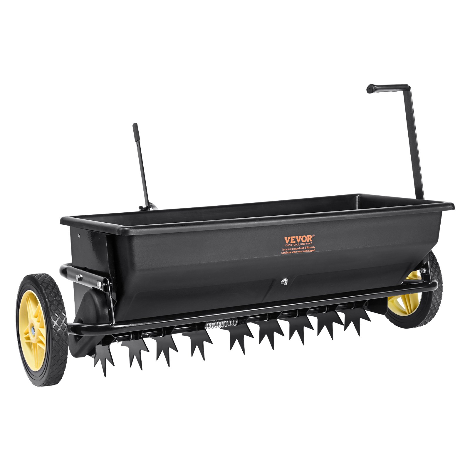 VEVOR Seed Spreader, 100 LB Capacity, Towable Poly Drop Design with 10 ...