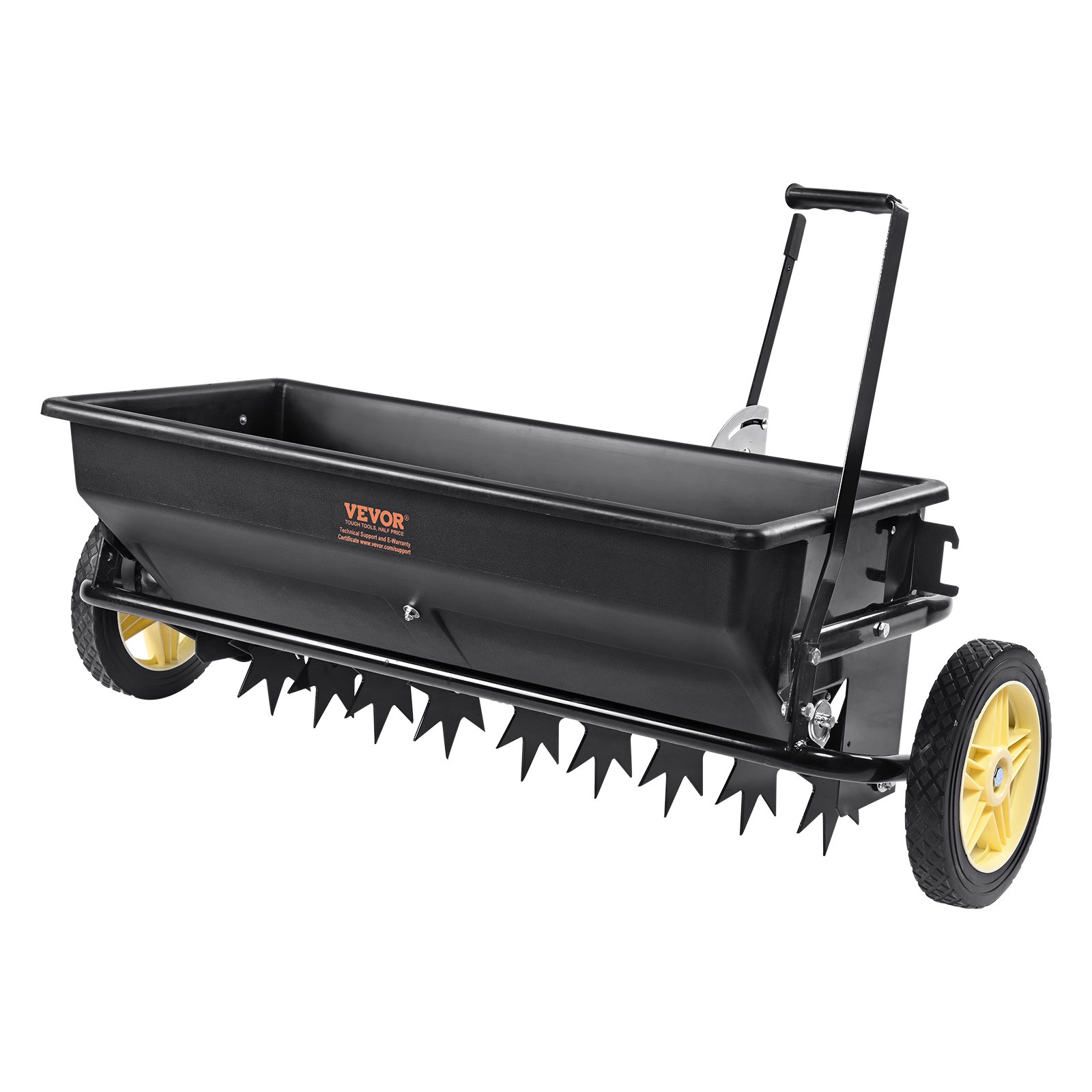 VEVOR Seed Spreader, 100 LB Capacity, Towable Poly Drop Design with 10 ...