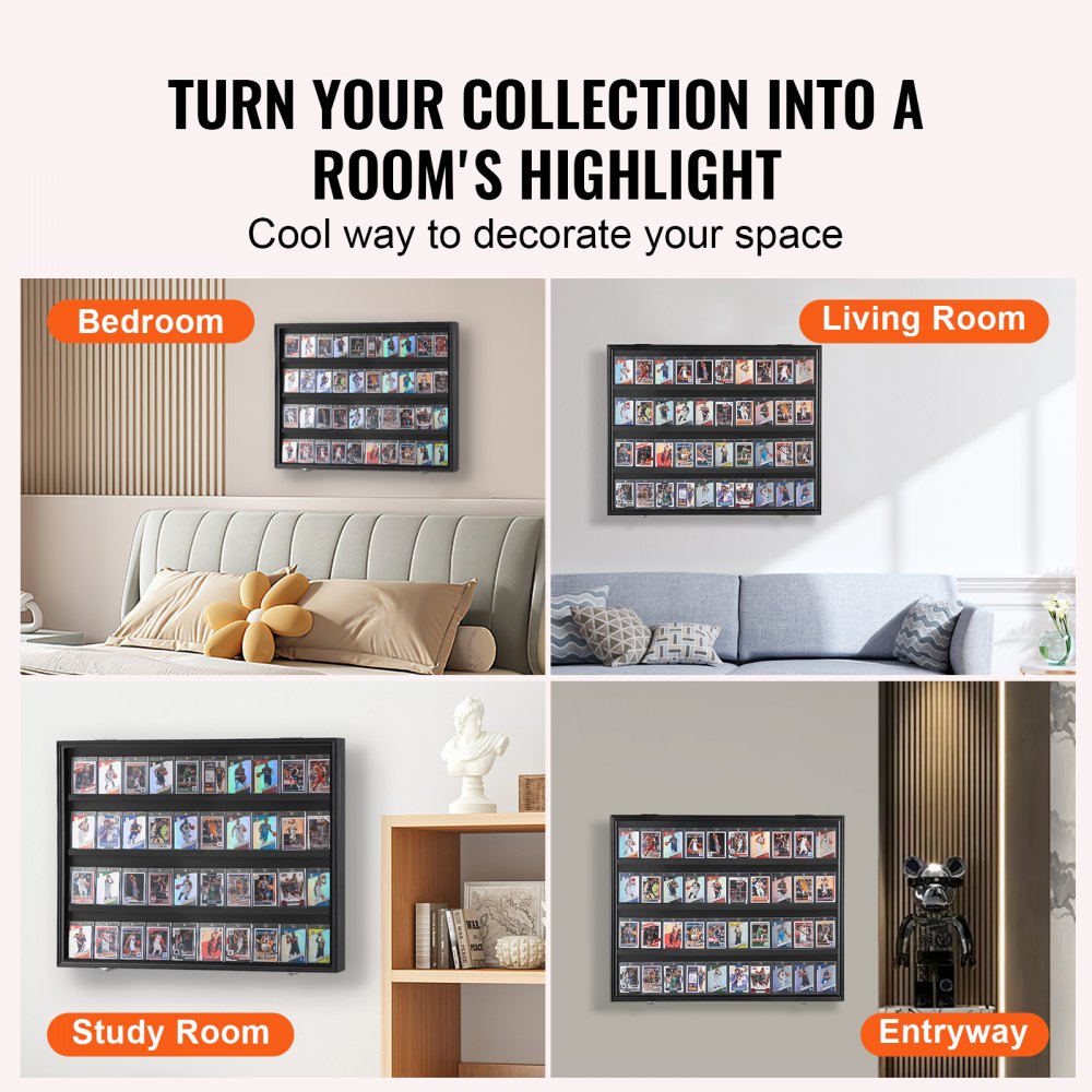 VEVOR 36 Graded Sports Card Display Case, 30.5x24.3x2.1 in, Baseball Card Display Frame with 98% ...