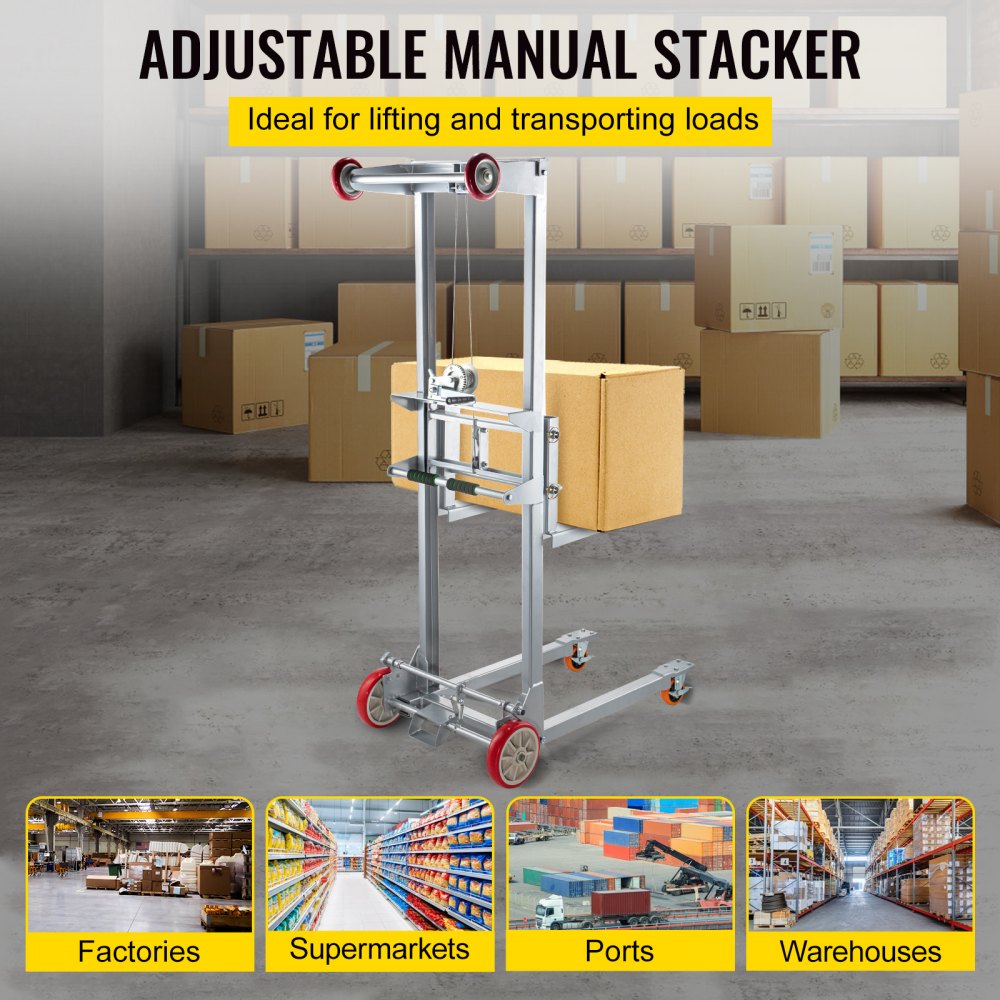 VEVOR Manual Winch Stacker Material Lift 63" Max Height 551 lbs ...
