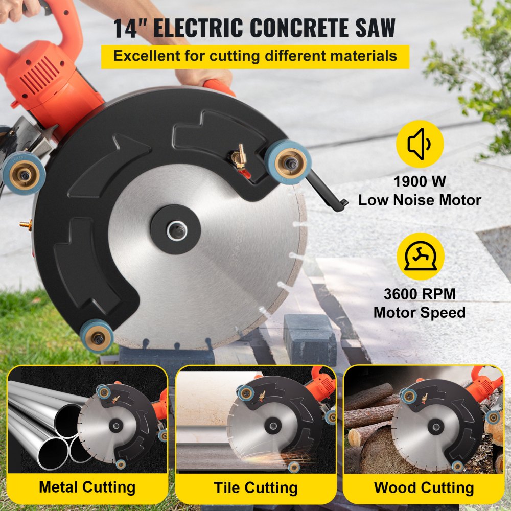 VEVOR Electric Concrete Saw, 16" Electric Cutter Circular Saw, 1900 W ...