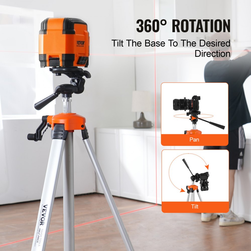 VEVOR Laser Leveler with Tripod – 360°, ¼ x 20 Thread Mount