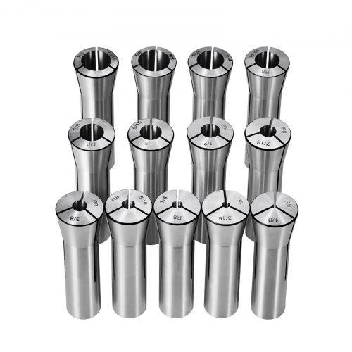 VEVOR 13 pcs Precision R8 Collet Set, 1/8'' - 7/8'', 45# Alloy Steel ...