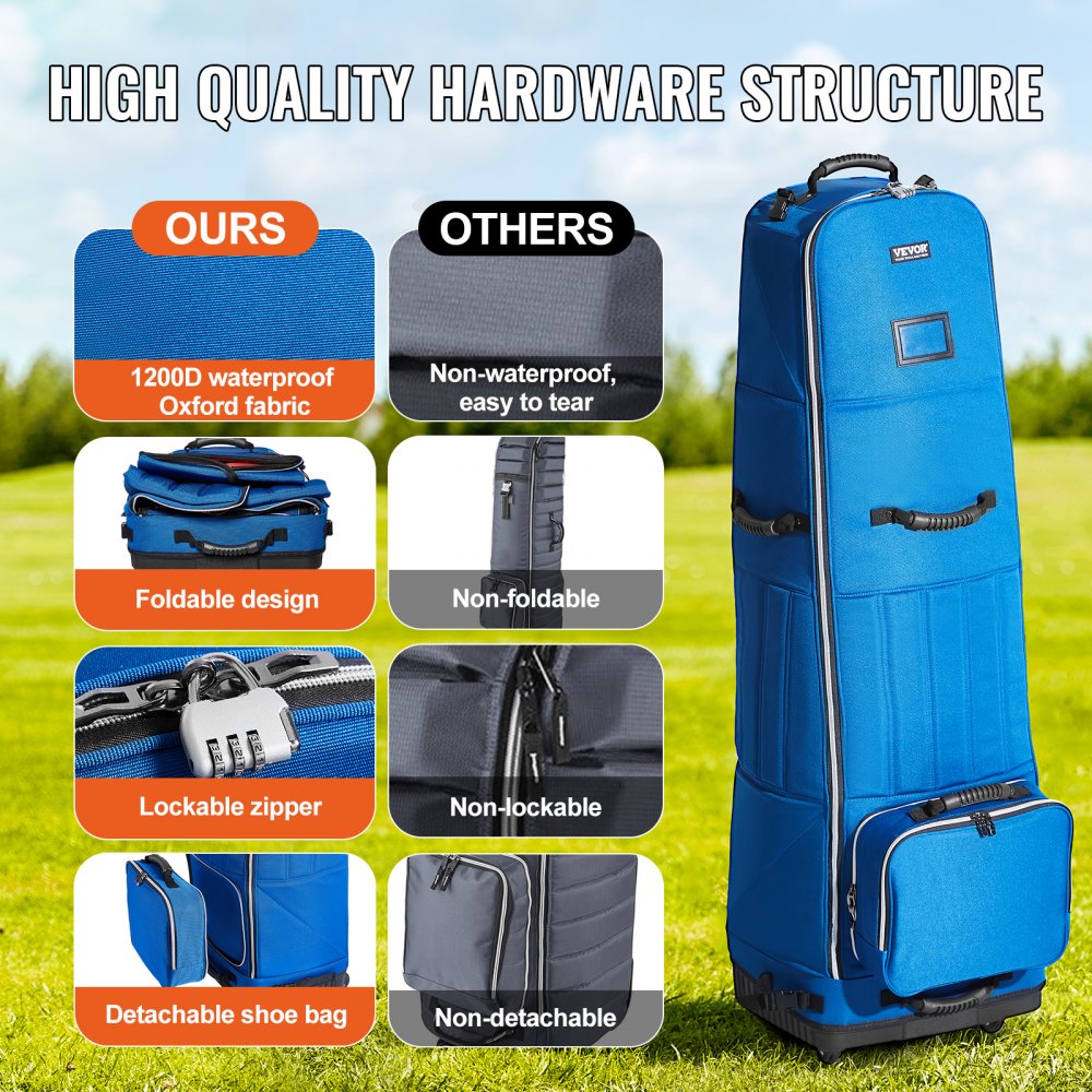 VEVOR Travel Golf Bag with Wheels – 1200D Padded Cover