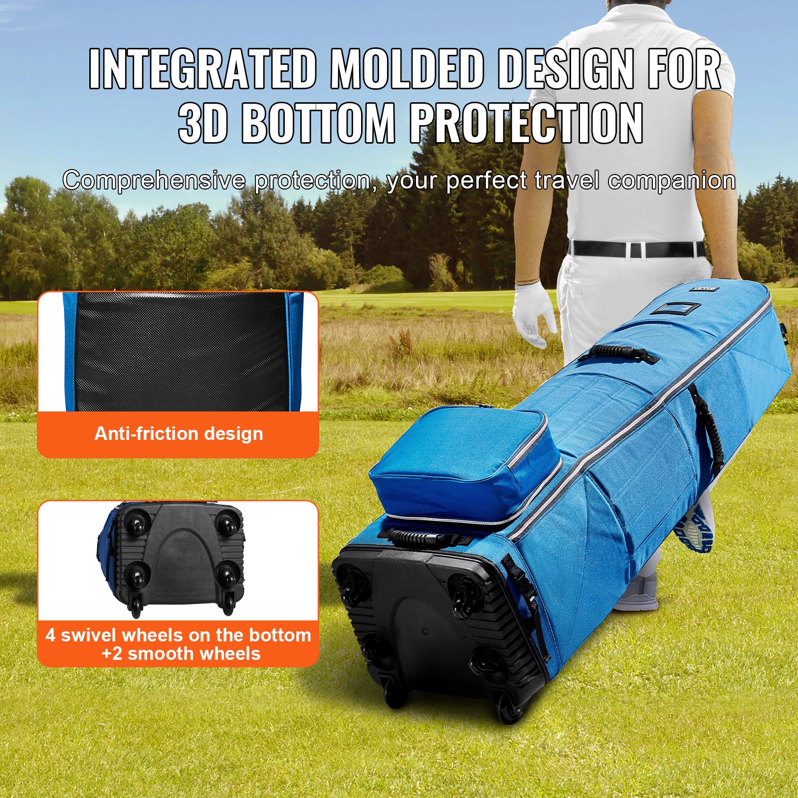 VEVOR Golf Club Travel Bag Golf Luggage Case Cover with Wheels 1200D ...